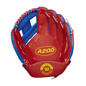 Wilson 2024 A200™ EZ Catch™ Royal 10” T-Ball Glove - Left Hand Throw, Royal/Red/Yellow