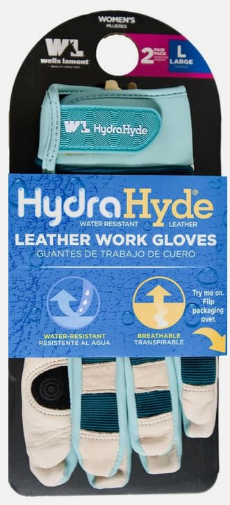 Generic Women's Small Teal and Purple Water-Resistant HydraHyde Leather Gardening Gloves