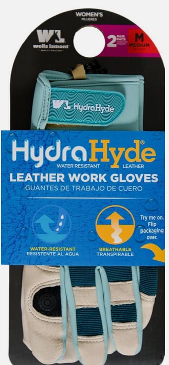 Generic Women's Small Teal and Purple Water-Resistant HydraHyde Leather Gardening Gloves