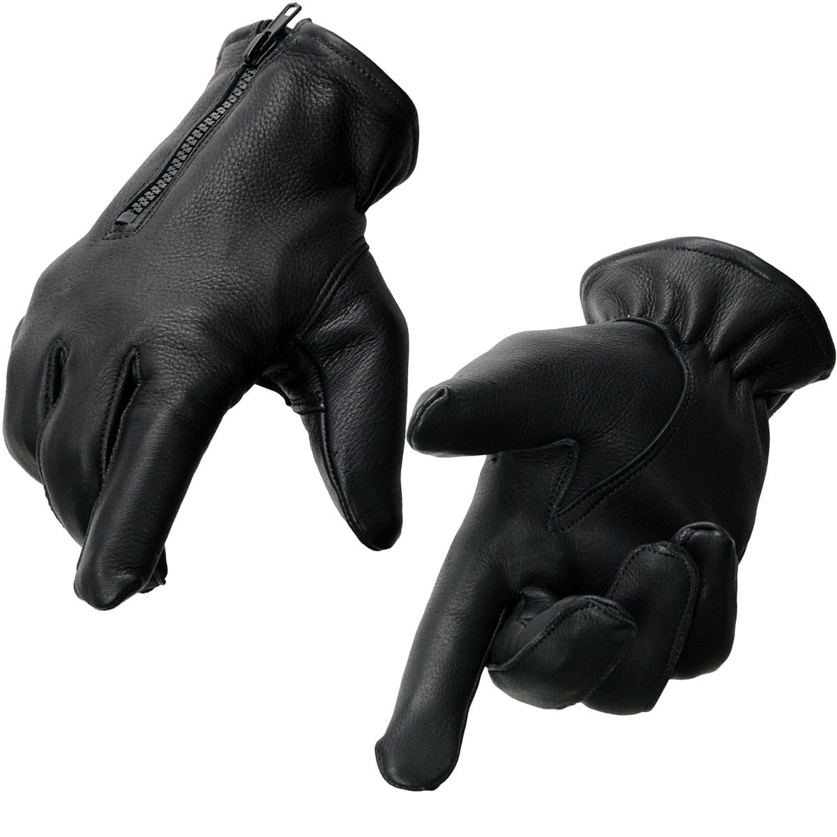 Milwaukee Leather SH866 Men's Black Thermal Lined Deerskin Motorcycle Hand Gloves W/Wrist Zipper Closure - XXX-Large