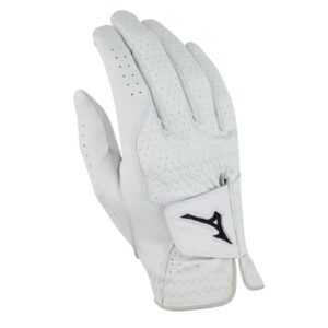 mizuno tour golf glove | men's right hand golf glove | white/black | medium/large