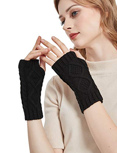 Novawo Women's Hand Crochet Winter Warm Fingerless Arm Warmers Gloves