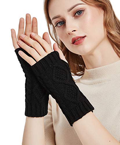 Novawo Women's Hand Crochet Winter Warm Fingerless Arm Warmers Gloves