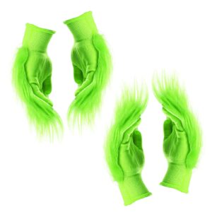 hikkcos green gloves green furry hand gloves green monster costume for adult halloween christmas cosplay party supplies