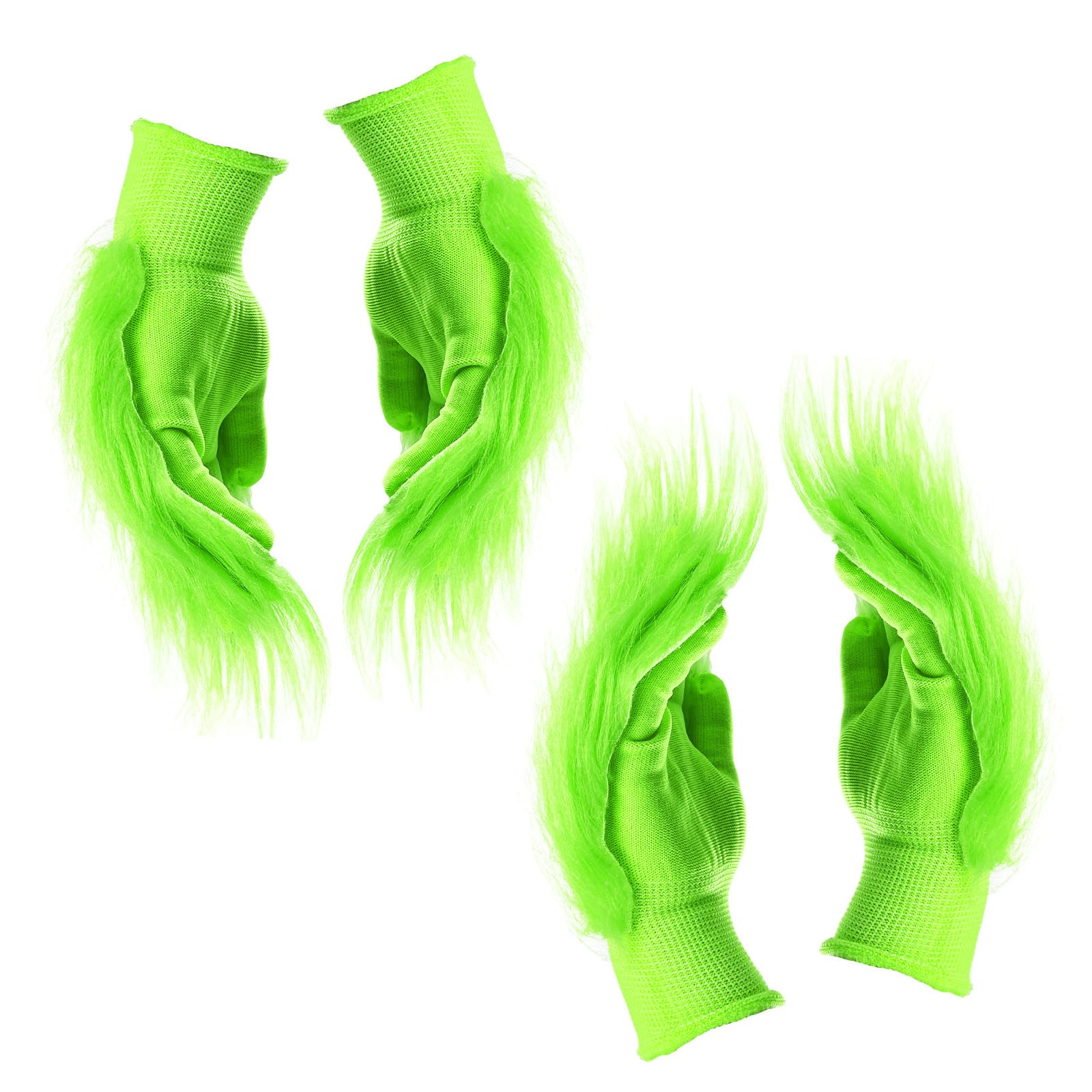 Hikkcos Green Gloves Green Furry Hand Gloves Green Monster Costume for Adult Halloween Christmas Cosplay Party Supplies