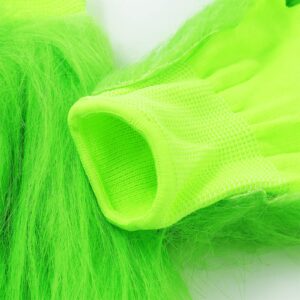 Hikkcos Green Gloves Green Furry Hand Gloves Green Monster Costume for Adult Halloween Christmas Cosplay Party Supplies