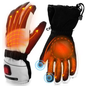 akaso heated gloves for men women, electric heated ski gloves with 3 heating modes, thermal insulation winter hand warmers with rechargeable battery-overheating protection- best gift, black&white(xl)