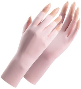 vikodah women fingerless gloves summer uv protection gloves cool ice silk gloves sun block driving gloves unisex