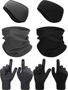 satinior 6 pieces ear warmer headband warmer face mask fleece neck gaiter touch screen winter knit gloves for men and women