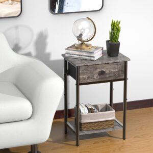 Night Stand Beside Tables with Drawers Nightstand for Small Spaces Side Table with Storage Shelf Rustic End Table Small Night Stand for Bedroom, Living Room, Study, Office, Pantry