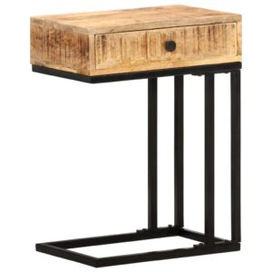 u shaped side table, reclaimed wood side table 17.7 x 11.8 x24 inch, solid wood end table, with drawer, vintage accent furniture for living room ( color : brown , size : 17.7" x 11.8" x 24" (w x d x h