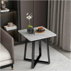 hobiba office end table balcony bedside table living room tables side table small coffee table sofa side cabinet metal frame cross-stable hotel (size:40x40x55cm,color:whitea)