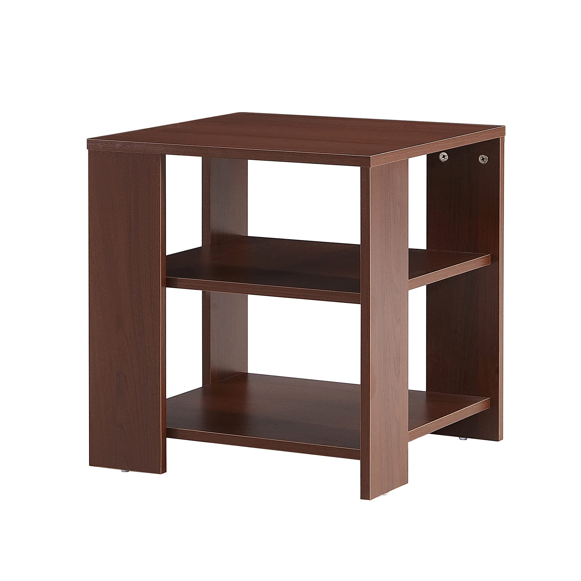 Aimerive 3-Tier End Table, Wooden Square nightstand, Modern Living Room side table, Sofa Side Table with Storage Shelves, Small Table for Bed Room, Easy Assembly (Brown)