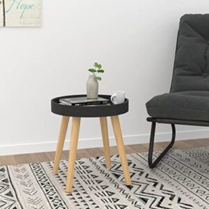 qjbsavva side table black 15"x15"x15.7" engineered wood&solid wood pine,garden tables bedside table hallway tables entry tables suitable for home, office, bedroom, meeting room