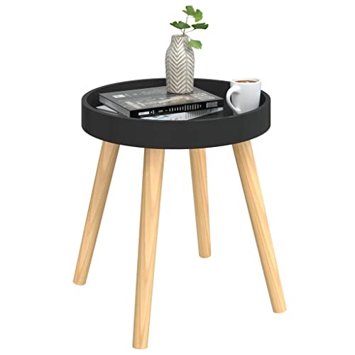 QJBSAVVA Side Table Black 15"x15"x15.7" Engineered Wood&Solid Wood Pine,Garden Tables Bedside Table Hallway Tables Entry Tables Suitable for Home, Office, Bedroom, Meeting Room