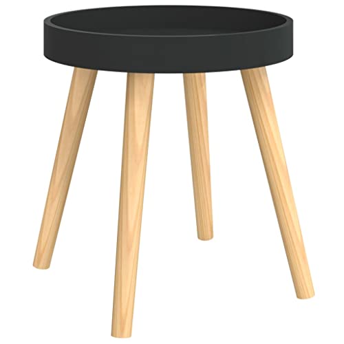 QJBSAVVA Side Table Black 15"x15"x15.7" Engineered Wood&Solid Wood Pine,Garden Tables Bedside Table Hallway Tables Entry Tables Suitable for Home, Office, Bedroom, Meeting Room