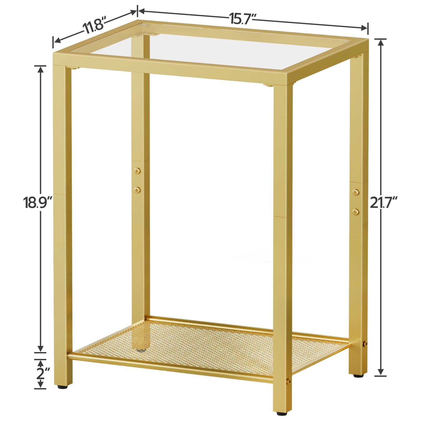 HOOBRO C-Shaped End Table and Side Table Bundle, Tempered Glass Bedside Table, Modern Metal Frame, for Office, Bedroom, Living Room, Study GD04SF01-GD76BZ01