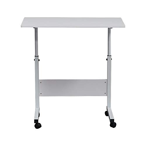 Side Table for Couch, C Table with Wheels for Couch Bed Recliner, Sofa Side Table Desk with Wheels, Tray Table Portable Side Table for Bed, Table Laptop Cart, Height Adjustable Coffee Snack Table