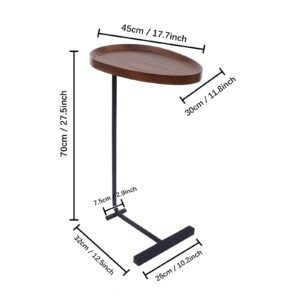 WenDissy Side Table, C Shaped End Table for Couch, Sofa and Bed, Modern Coffee Dinner Table with Wood Tabletop & Metal Frame for Snack Drink Living Room Bedroom