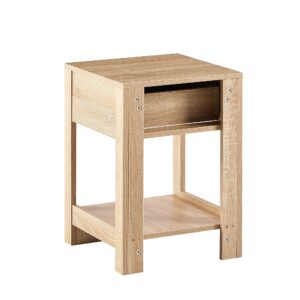 VENBER 15.75" Rattan End Table with Drawer, Modern Side Table,Sofa Table, Nightstand for Bedroom Living Room(Natural)