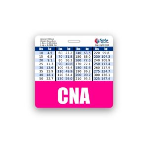 cna badge buddy horizontal w/height & weight conversion charts (pink)