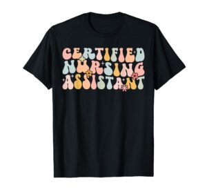 certified nursing assistant retro cna graduation groovy t-shirt