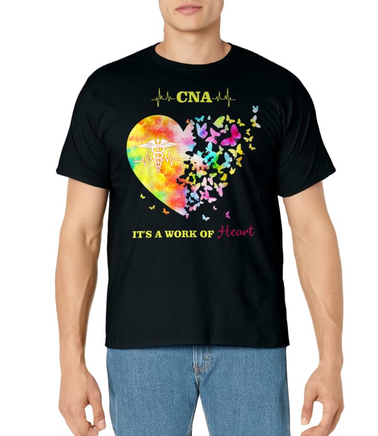 CNA It's A Work Of Heart Butterfly Nurse T-Shirt