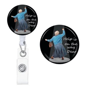 help is on the way dear badge reel,funny badge reels retractable,badge holder retractable clip，retractable badge holders for nurses office teacher blcak