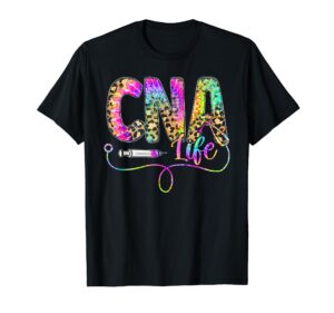 leopard tie dye cna life nurse squad nurse t-shirt