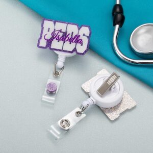 Custom Cute Name Retractable Badge Reel RN CNA LPN CMA MA PCT LVN BSN PT FOC LAB MLS Badge Reel for Nurses | Personalized Acrylic Nurse Badge Holder RN | Nurse Id Decor | Nurse Gift Doctor Gift