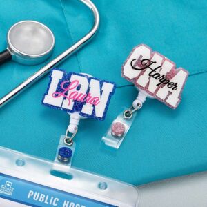 Custom Cute Name Retractable Badge Reel RN CNA LPN CMA MA PCT LVN BSN PT FOC LAB MLS Badge Reel for Nurses | Personalized Acrylic Nurse Badge Holder RN | Nurse Id Decor | Nurse Gift Doctor Gift