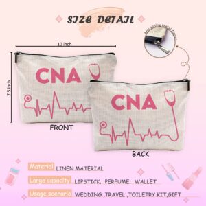 Pink CNA Certified Nursing Assistant Makeup Bag Travel Cosmetic Bags for Women Girls,Retro 70s Groovy Cosmetic Bags with Zipper Pouch Travel Toiletry Case,CNA Medical Student Gift,CNA Week Gift