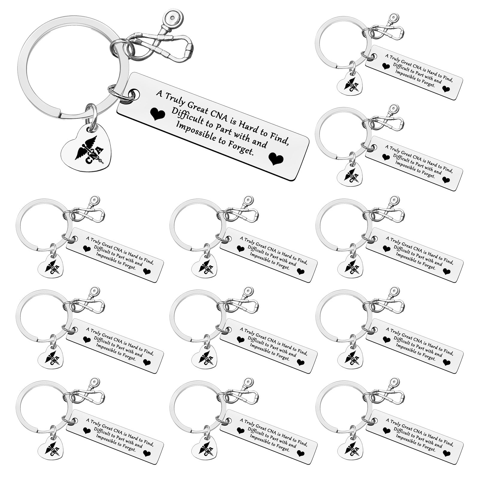 12 PCS Certified Nursing Assistant Gift CNA Graduation Gifts Nurse Keychain for Women Men CNA Certified Nursing Assistant Keychain Inspirational Gift for Registered Nurse Student Future Nurse Gift