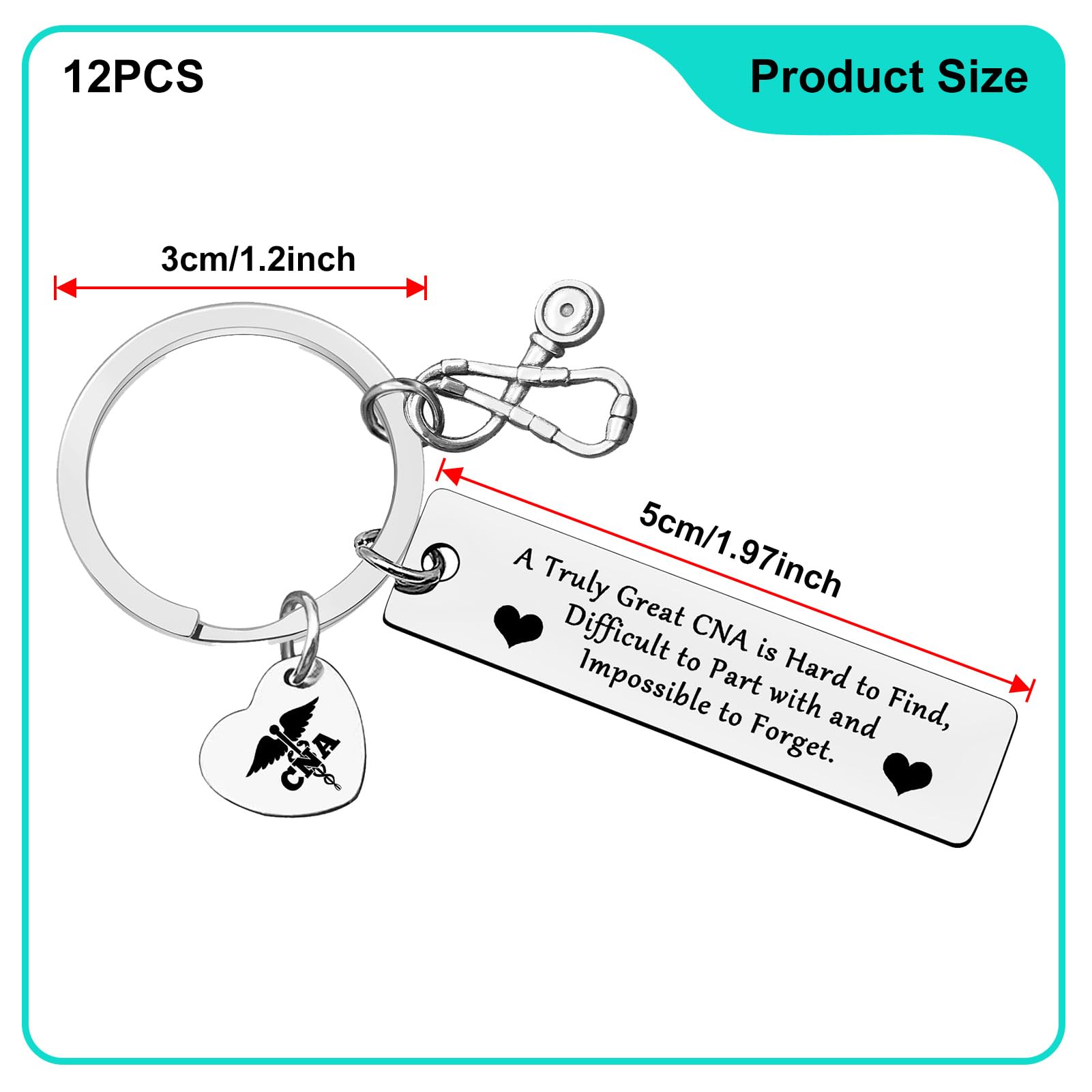 12 PCS Certified Nursing Assistant Gift CNA Graduation Gifts Nurse Keychain for Women Men CNA Certified Nursing Assistant Keychain Inspirational Gift for Registered Nurse Student Future Nurse Gift