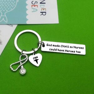 CNA Gift Certified Nursing Assistant Gift God Made CNAS So Nurses Could Have Heroes Too Keychain Graduation Gift for CNA Stethoscope Medical Keychain Nursing School Student Gift,Nurse keychain