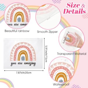 Reginary 50 Pcs Inspirational Gifts Bulk for Women Cosmetic Bag EVA You Are Braver Awesome Makeup Bag Mini Toiletry Bag with Zipper Encouragement Birthday Gift for Friend (Boho Amazing)