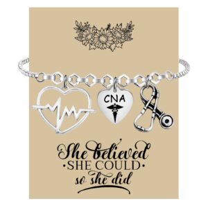 lywjyb birdgot cna bracelet cna certified nursing assistant gift graduation gift for cna nurse (cna br card)