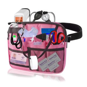 nurse fanny pack for women,qozabualy utility belt bag multi compartment with medical tool pockets, nurse accessories for work & nursing school essentials（pink）