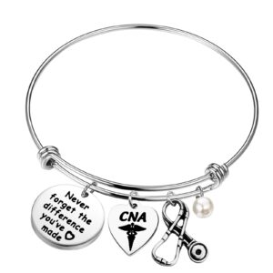 wsnang cna bracelet certified nursing assistant gift nursing school graduation gift never forget the difference you've made bracelet (cna difference br)