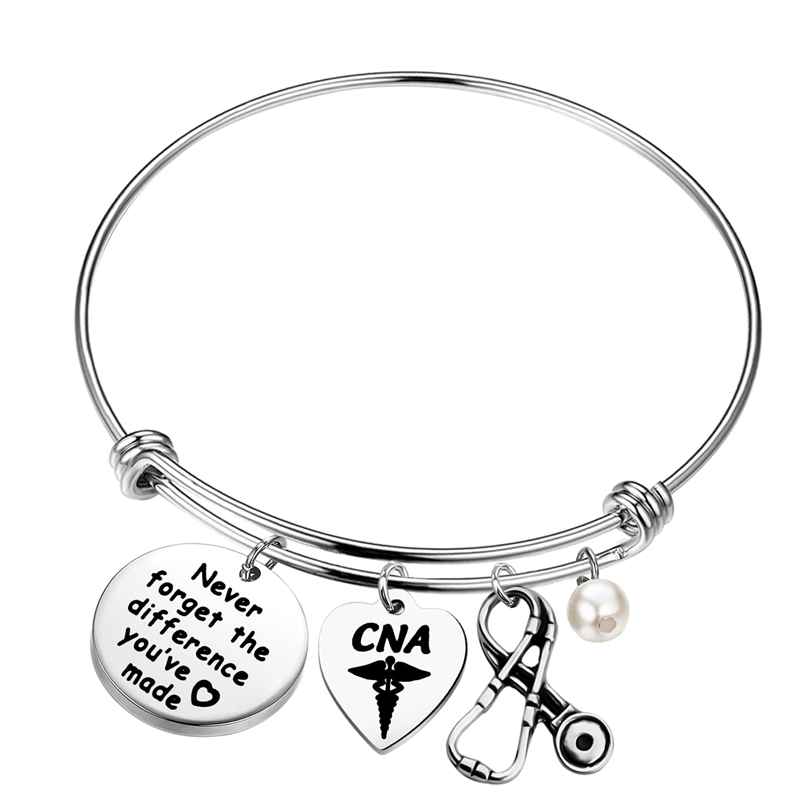 WSNANG CNA Bracelet Certified Nursing Assistant Gift Nursing School Graduation Gift Never Forget The Difference You've Made Bracelet (CNA Difference BR)