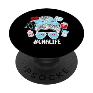 cna life certified nursing assistant messy bun cna nurse popsockets standard popgrip