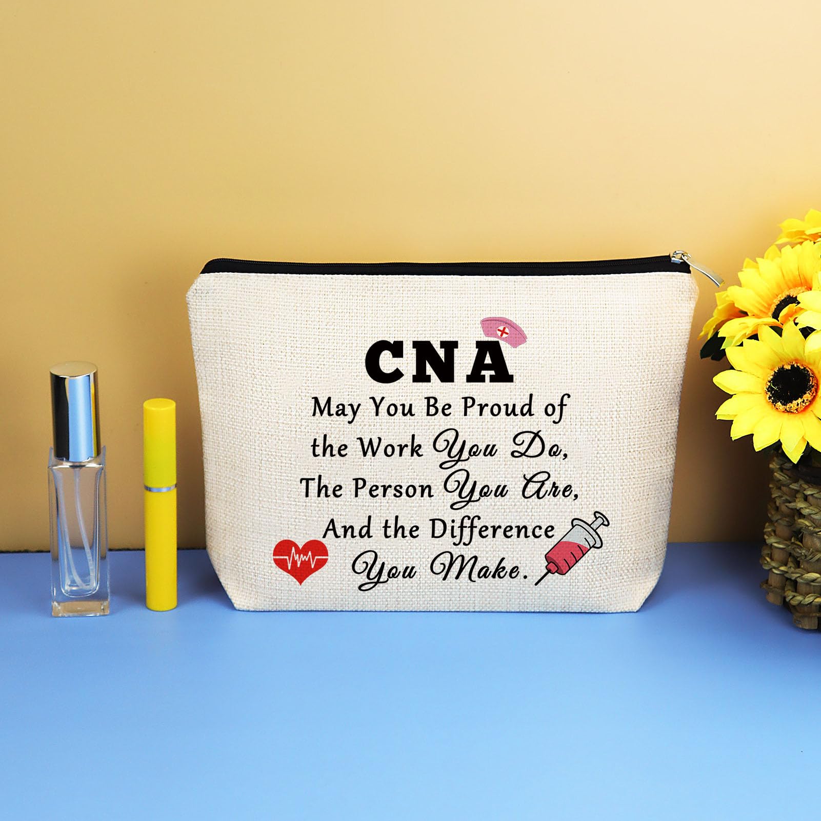 CNA Gift Cosmetic Bag Certified Nursing Assistant Gifts CNA Appreciation Gift Makeup Bag CNA Thank You Gift CNA Week Gifts Retirement Thanksgiving Birthday Gift for CNA Coworker Volunteer Travel Pouch