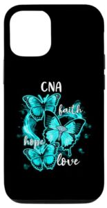 iphone 14 awesome cna faith hope love butterfly case