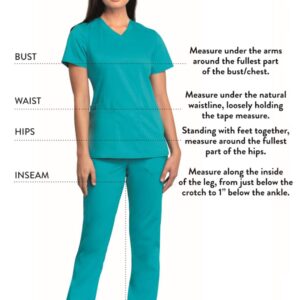 Cherokee Scrubs for Women Mock Wrap Top with 3 Pocket, Back Princess Seams WW610, L, Teal Blue