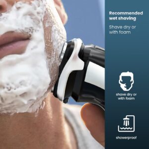 Electric Razor for Men-SweetLF [New]Electric Shaver for Men (Plus 3 Blades),Rechargeable/IPX7 Waterproof/LED Display/Cordless Floating Head Men’s Electric Shavers with pop-up beard trimmer