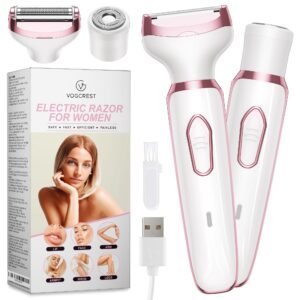 electric razor - shaver - trimmer for women: 2 in 1 painless body razors and facial hair remover - rechargeable hair removal kit for face body leg bikini underarm arm