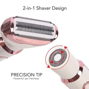 Electric Razor - Shaver - Trimmer for Women: 2 in 1 Painless Body Razors and Facial Hair Remover - Rechargeable Hair Removal Kit for Face Body Leg Bikini Underarm Arm