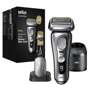 braun series 9 pro 9487cc electric razor for men, wet & dry, electric razor, rechargeable, electric shaver with clean & charge station and procare attachment