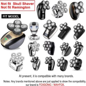 FOXSONIC Universal 6 Blades Replacement Heads for FREEBIRD FREEDOM GROOMING and Other Brands 5 Blades Head Shaver Replacement Blades Bald Shaver with Blade Cover Electric Razor Shaver Head (Black)