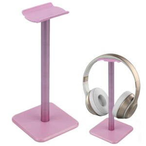 deear headphone stand gaming headset holder universal aluminum metal headphone holder hanger with aluminum supporting bar flexible headrest abs solid base for all headphone, pink